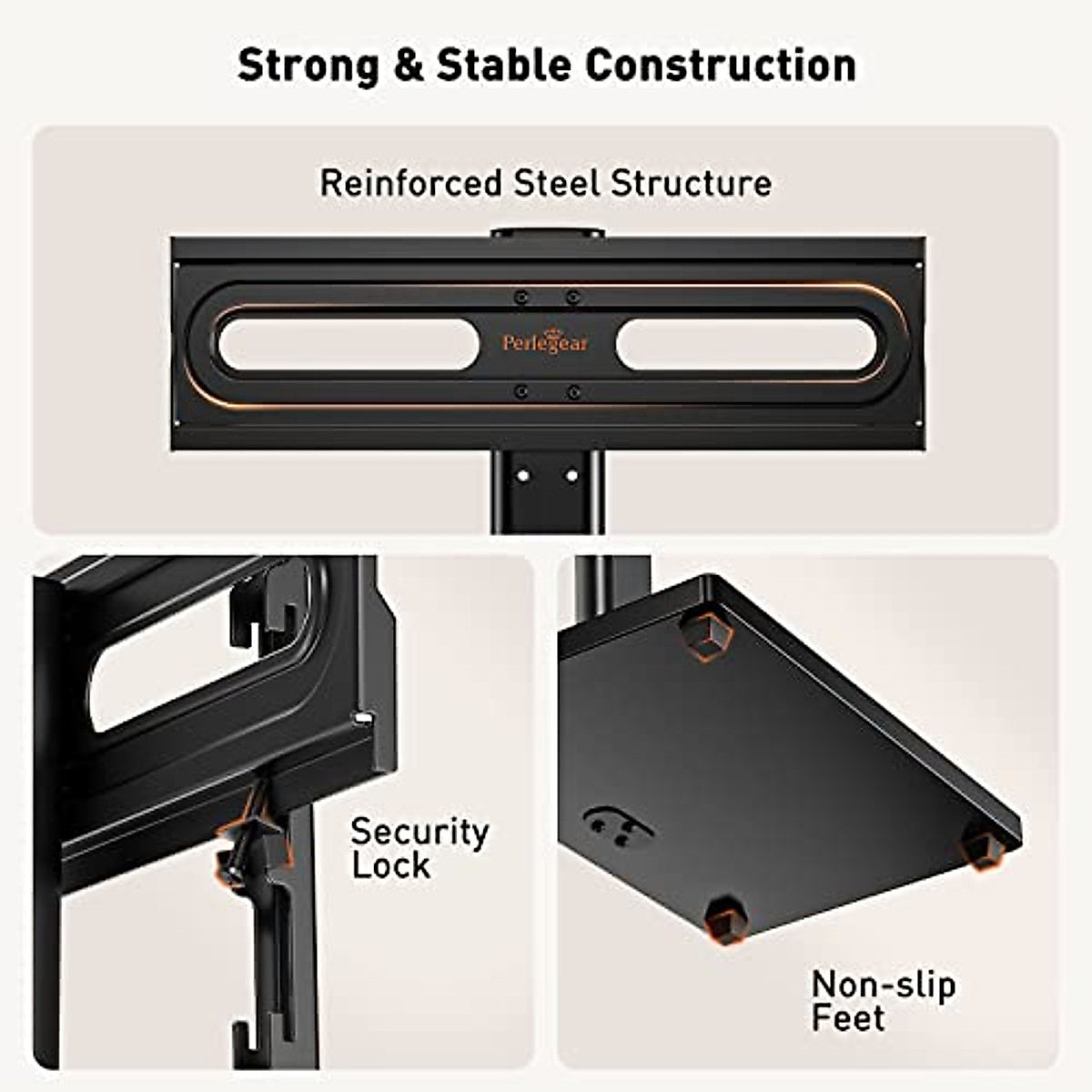 Perlegear Universal TV Stand Base, Table Top TV Mount Stand for Most 32-60 inch Flat or Curved TVs up to 88 lbs, Height Adjustable TV Replacement Stand with Wood Base, Max VESA 400x400mm, PGTVS24