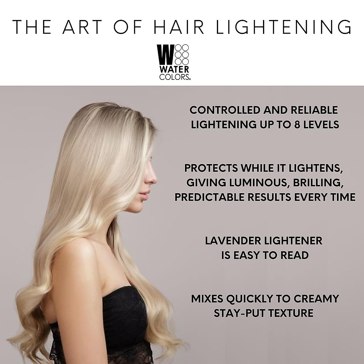 Watercolors Lightener, Hair Bleach Conditioning Lightening, 8 Levels Lift, Incredible Condition Water Colors Hair Dye Maintenance Wash (LIGHTENER - 1 oz packette (single use))