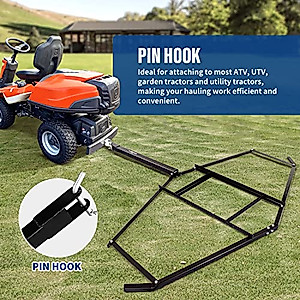 PINGDIR Leveling Landscape rake 74”Width 39" Length Driveway Drag ramp Grader Harrow Heavy Duty Steel Gravel Leveler Tools with 2 Adjustable Bars for ATV,UTV,Garden Lawn Tractors with Pin Style Hitch