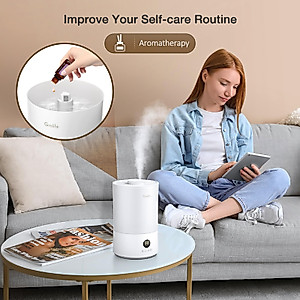 Grelife Humidifiers for Bedroom, 4L Top Fill Cool Mist Humidifier with Night Light, Quiet, Humidistat, Auto Shut-Off, Timer, Easy Clean, Ultrasonic Air Humidifier for Home, Baby Nursery & Plants