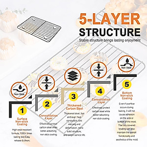 CHEFMADE Baking and Cooling Rack, Nonstick 12.2-Inch Rectangle Wire Rack Bakeware