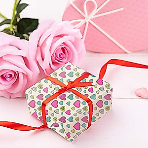 Konsait 6 Sheets Folded Large Sheets of Valentine's Day Wrapping Paper Traditional Gift Wrap, 70 x 50cm, Festive Designs Bulk, Valentine's Day Color Hearts Rose Wedding Birthday Holiday Gifts Decor