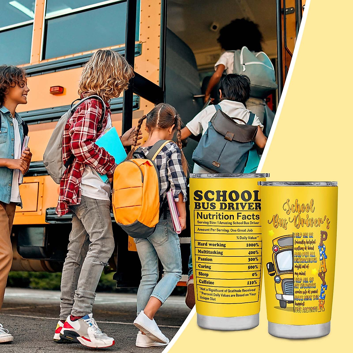 BDANTUMBLER School Bus Driver Appreciation Gifts, School Bus Driver Gifts, Bus Driver Gifts for Men Women, Back to School Gifts for Retired School Bus Tumbler Cup 20oz, black,yellow
