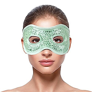 NEWGO Gel Eye Mask Reusable Cooling Eye Mak with Eye Holes, Cold Pack Eye Ice Pack Hot Cold Eye Compress for Puffy Eyes Migraine Headache, Stress Relief, Dry Eyes Dark Circles (Green)