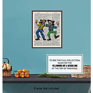 Day of the Dead Wall Art Poster - Halloween Mexican Skeleton, Sugar Skull Decor - 8x10 Home or Party Decoration for Living Room, Bedroom, Bar - Unique Gift for Men - UNFRAMED Print - Beer Party Bros