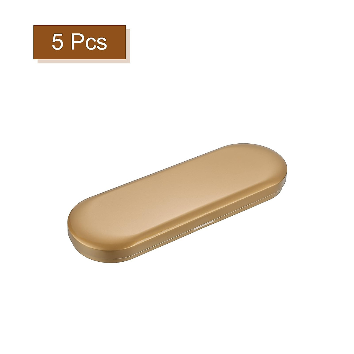 uxcell Metal Tin Box Containers, 5Pcs 6.9x2.4x0.7 Inch Golden Rectangular Empty Hinged Tins Box Home Organizers for Pen Makeup Brushes