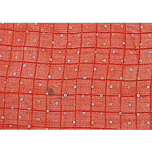 Peegli Vintage Orange Saree Bandhani Style Textile 100% Pure Silk Sari Recycled Fabric