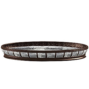 nu steel Resin Crackled Ice Storage Organizer Tray for Bathroom Vanity Countertops, Closets, Dressers - Holder for Watches, Earrings, Makeup Brushes, Reading Glass, Perfume, Guest Hand Towel