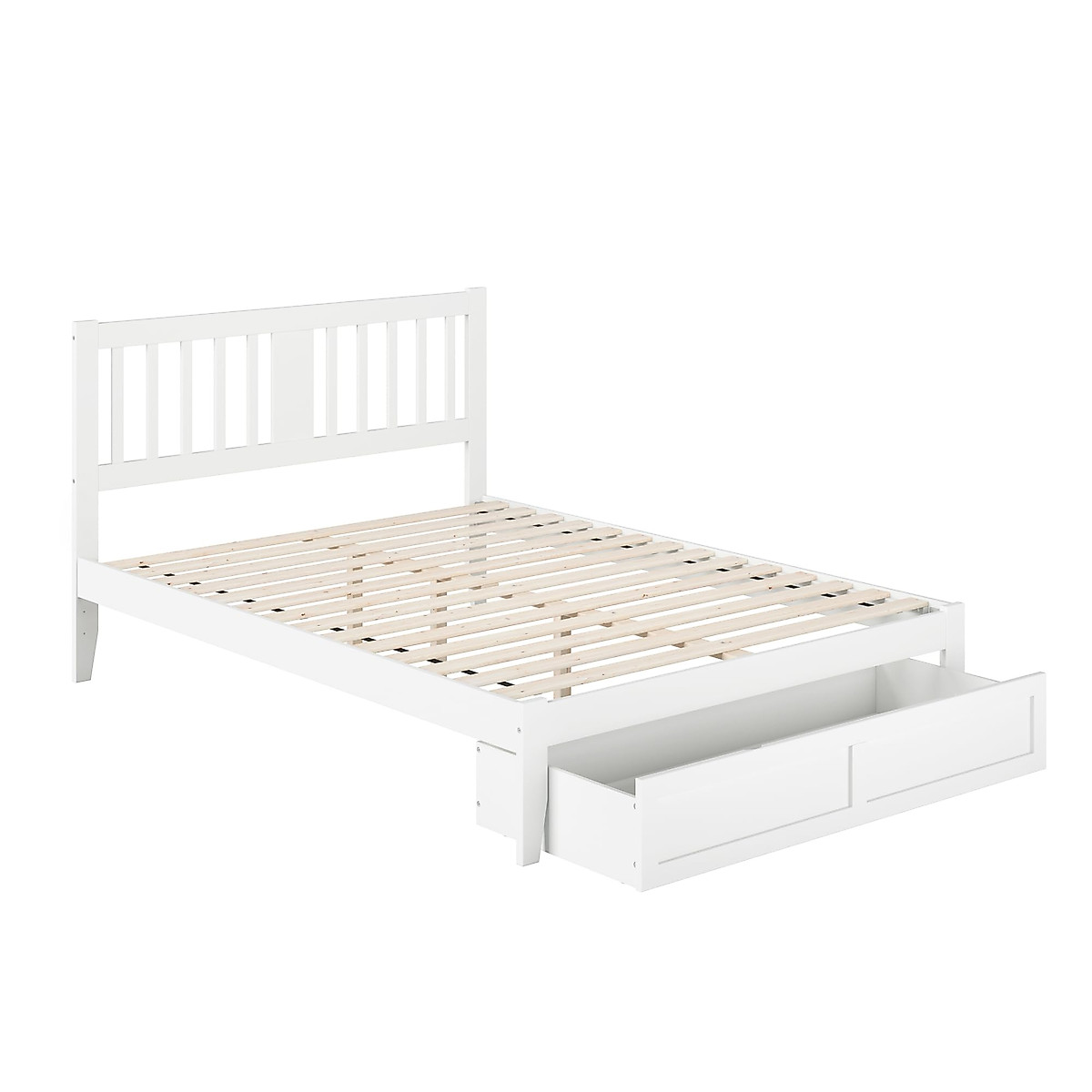 AFI Tahoe Twin XL Size Platform Bed with Foot Drawer & Charging Station in White