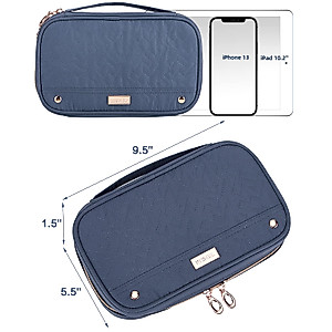 NISHEL Travel Jewelry Case, Travel Organizer for Necklaces, Earrings, Rings, Bracelets, Watch, Aegean-Blue