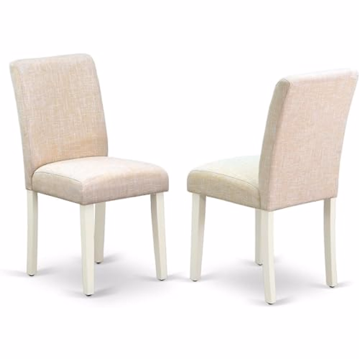 East West Furniture ABP2T02 Parson Dining Room Light Beige Linen Fabric Upholstered Chairs, Set of 2