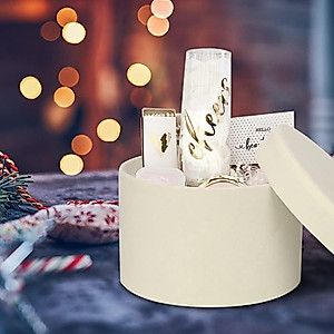 GnFlus Round White Gift Boxes with Lids for Presents Set of 4 Velvet Nesting Gifts Box for Arrangements Flowers Wedding Birthday Valentines Bridesmaid Christmas Party Anniversary