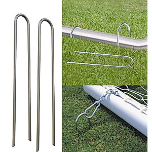 MySit 25 Pack 12 Inch Garden Stakes Heavy Duty 11 Gauge Galvanized Yard Staples U Pegs Fences Drip Irrigation Securing Stakes 1/2-Inch to 1-5/8-Inch Loop Stake for Anchoring Lawn Drippers Soaker Hose