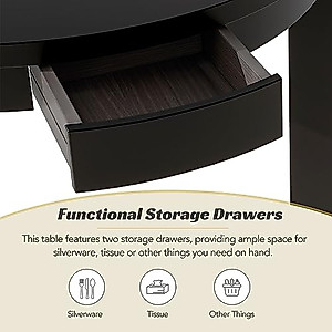 Bellemave 5 Piece Round Dining Table Set for 4 Wood Extendable Kitchen Table Set with Storage Drawers Farmhouse Dining Room Table and Chairs, 16" Removable Leaf, Espresso