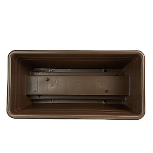 The HC Companies 24 Inch Deck Railing Planter Box - Decorative Lightweight Weatherproof Plastic Plant Pot for Outdoor Balcony, Porch, Garden, Fence, Chocolate