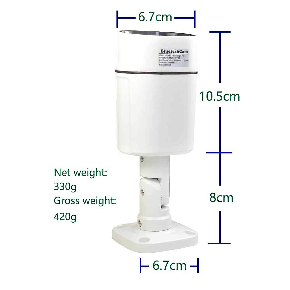 BlueFishCam 4MP PoE IP Camera POE Network Camera Outdoor Dual Lights POE IP Camera Warm/infared Camera Light 4.0MP Infrared High Resolution