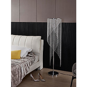 Surpars House Crystal Floor Lamp, Elegant Rain Lamp, Modern Lava Lamp for Living Room, Bedroom, Girls Room, Silver Chrome