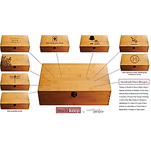 Cookbook People Multikeep Personalized Name Box - Classic Filigree Bamboo Storage Organizer with Latching Lid