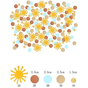 Golden Brown Blue Sunny Dots Confetti Boy Birthday Baby Shower Scatter Table Decoration for First Trip Around the Sun Theme Party Bridal Shower Party Boho Wedding Classroom Nursery Supplies 150 Pcs