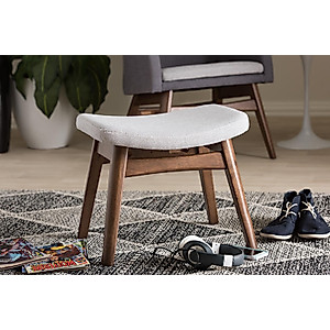 Baxton Studio Vera Mid-Century Modern Light Grey Fabric Upholstered Ottoman