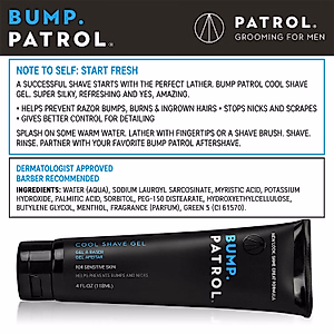 Bump Patrol Cool Shave Gel - Sensitive Clear Shaving Gel With Menthol Prevents Razor Burn, Bumps, Ingrown Hair - 4 Ounces 2 Pack