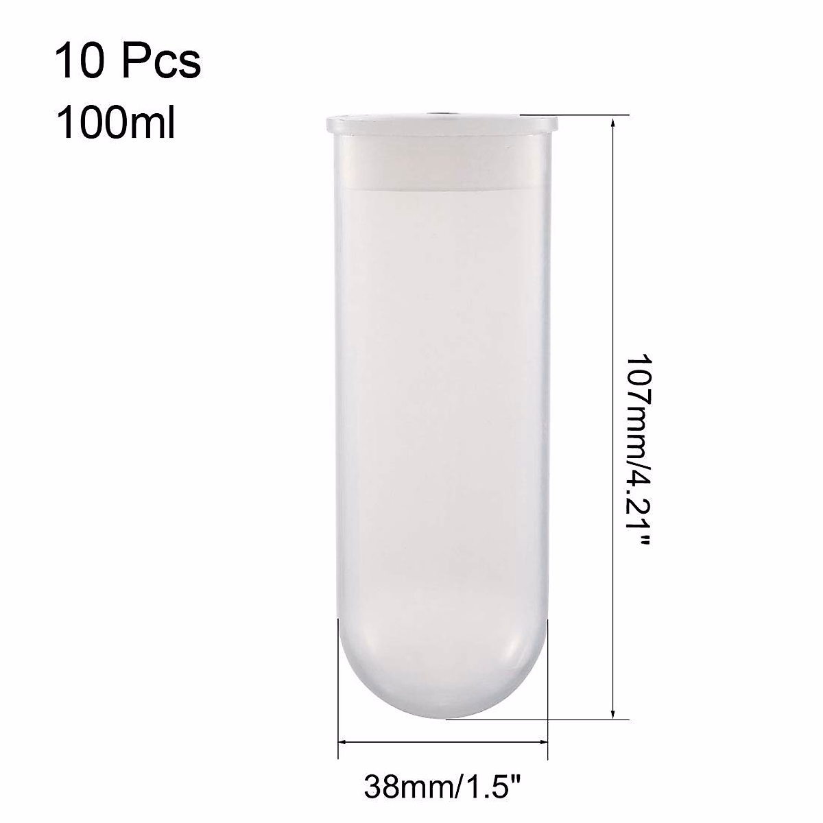 uxcell 10 Pcs 100ml Plastic Centrifuge Tubes with Snap Cap, Polypropylene Graduated Micro Centrifuge Tube, Round Bottom, Clear, Storage Container for Beads Sample Lab