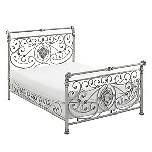 Hillsdale Mercer Metal Queen Sleigh Bed Brushed White