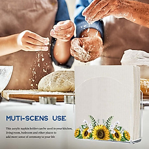 Acrylic Napkin Holder, Clear Napkin Holders for Tables Kitchen Restaurant Home Decor, Bar Accessories，Sunflower