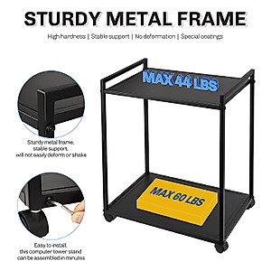 Liitrton Computer Tower Stand, 2-Tier CPU Stand PC Stand with Lockable Wheels Under Desk for Office Home (L)