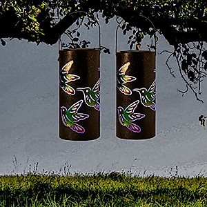 3D Solar Hummingbird Lantern, 2 Pack Solar Hanging Lantern Light for Patios Waterproof Landscape Lanterns for Yard, Garden and Pathway Decoration
