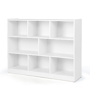 Tangkula 8-Cube Bookcase, Wood 3 Tier Open Storage Bookshelf, Modern Multipurpose Display Cabinet for Living Room, Study, Reading Nook, 48 x 12.5 x 36.5 Inch, White