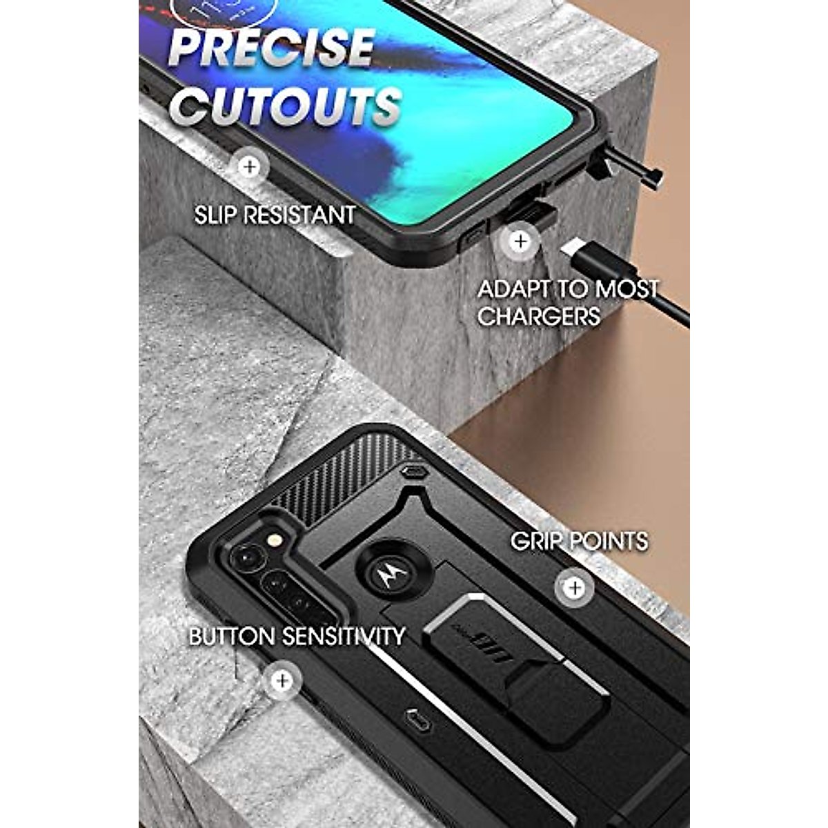 SUPCASE Unicorn Beetle Pro Series Case for Moto G Stylus 2020 [Not Fit 2021/2022 Version], Built-in Screen Protector Full-Body Rugged Holster & Kickstand Case (Black)