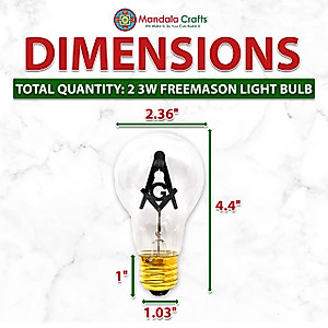 Mandala Crafts 3W Freemason Lightbulb Freemason Gifts for Men - Scottish Rite Shriners Prince Hall Masonic Gifts for Men – 2 PCs Freemason Square and Compass Emblem Light Bulb for Lodge Altar Decor