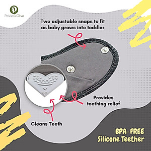 Pickle & Olive Baby Bandana Teething Bibs with Attached Silicone Teether - Set Of 4 -Solid Blues