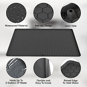 AstraHome Under Sink Mat | Waterproof Kitchen Cabinet Tray | 34" x 22" Silicone Under Sink Liner with Push Down Drain | Sink Protector for Kitchen Sink | Kitchen Sink Mats for Leaks and Drips