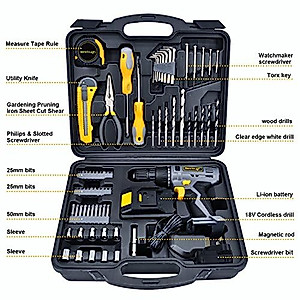 Uniteco 77PCS 18/20V Cordless Drill Screwdriver Tool Set Home Repair Set Combo Kit Tool Kit