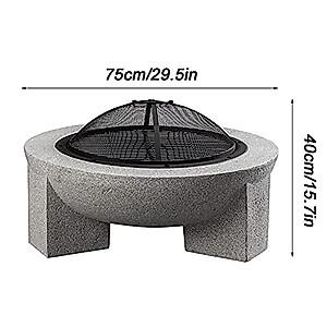 LEAYAN Garden Fire Pit Grill Bowl Grill Barbecue Rack Fire Pit Outdoor fire Pit, 30-inch Wood-Burning fire Pit, with Spark Screen, Barbecue fire Pit in Courtyard Backyard Garden