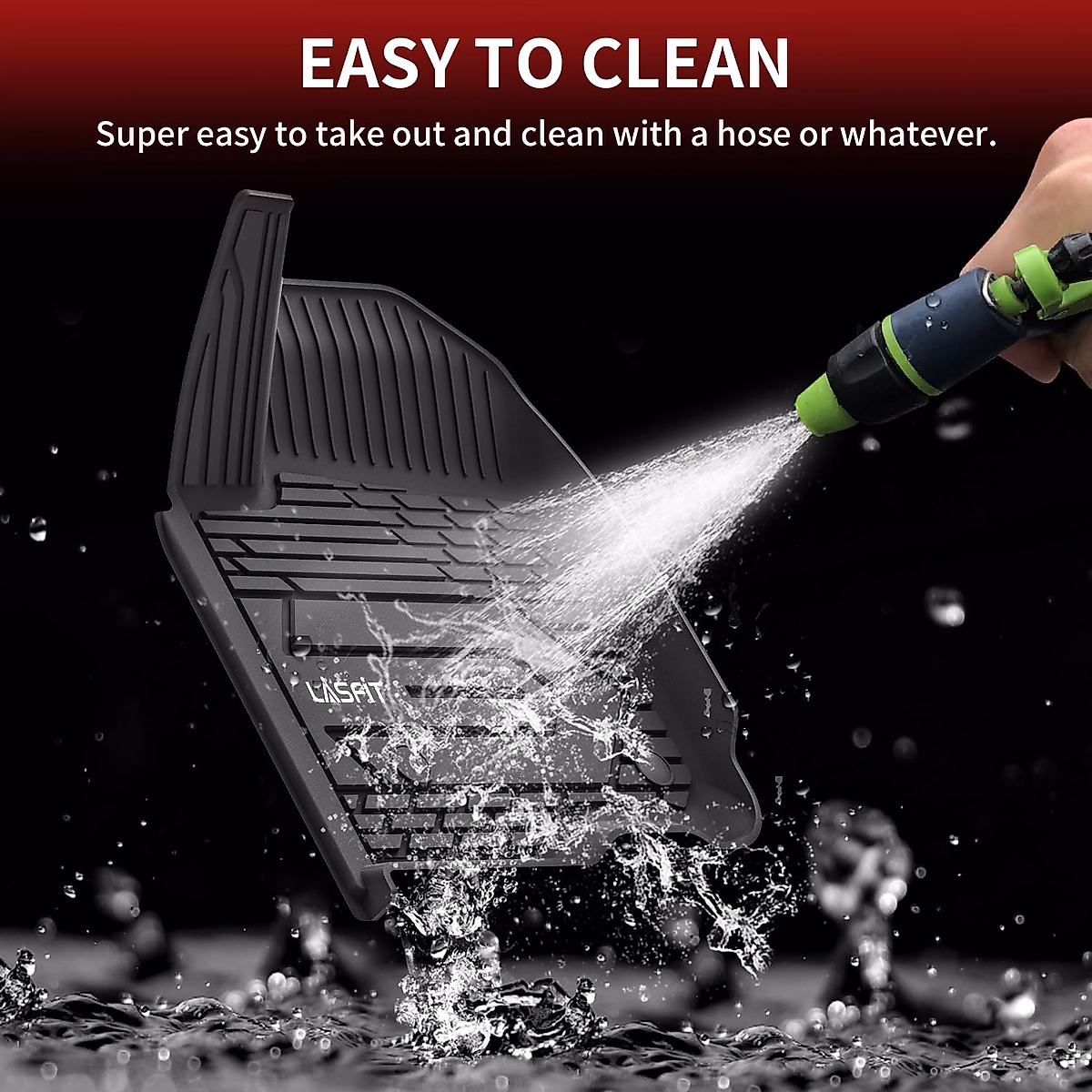 LASFIT Floor Mats for Chevy Silverado GMC Sierra 1500 2019-2025, 2020-2025 SLV/SRA 2500 3500 HD Crew Cab (with Rear Under-Seat Storage) All Weather Protector TPE Car Liners, 1st & 2nd Row, 3pcs Black