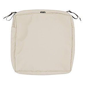 Classic Accessories Montlake FadeSafe Water-Resistant 19 x 19 x 3 Inch Square Outdoor Seat Cushion Slip Cover, Patio Furniture Chair Cushion Cover, Antique Beige, Patio Furniture Cushion Covers