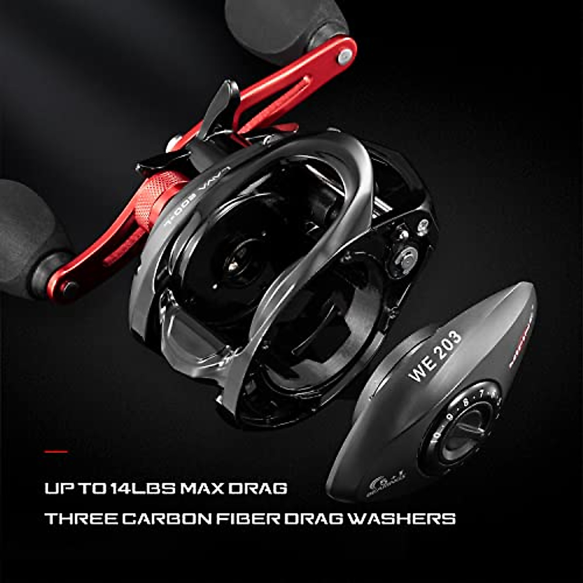 Mifine Lava Baitcasting Reels, Ultralight Baitcaster Fishing Reel, 14LB Carbon Fiber Drag, 6.8:1 Gear Ratio, 5+1BB Baitcaster Reel with 5 Magnet Braking System