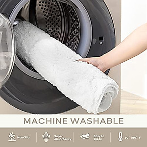 Ashler Bathroom Rug, Cobblestone Bath Rugs, Microfiber Bath Mat, Soft Absorbent Bath Carpet, Non-Slip Shower Mats, Machine Washable Pebbles Bathroom Mats, 17X24 in, Off White