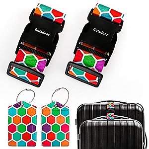 Gutsdoor 2 Pack Add a Bag Luggage Strap with Luggage Tags for Carry On Bag, Luggage Connector Straps for Suitcase, Adjustable Travel Bag Accessories for Connecting Your Luggage