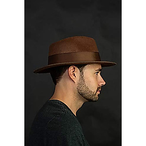 Nicky Bigs Novelties Adult Brown Adventurer Fedora Hat - Mobster Felt Panama Hats - Gatsby Halloween Costume Accessory, Brown, One Size