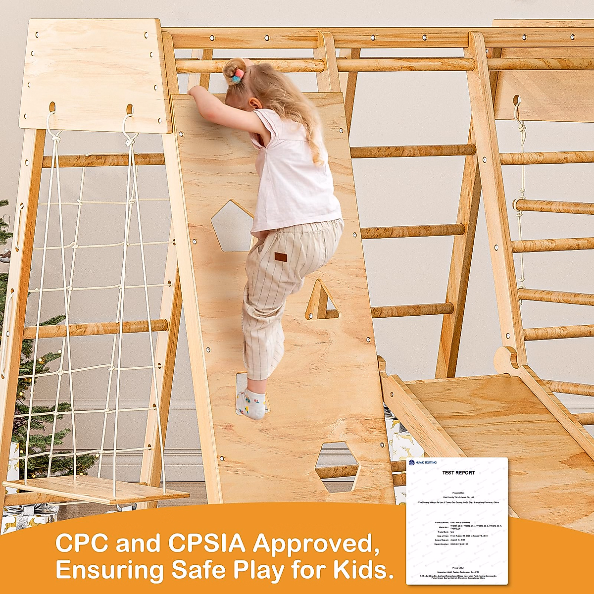 Amictoy Indoor Jungle Gym for Kids 2-10yrs, 2024 Upgraded 8-in-1 Climbing Toy for Toddlers with Slide, Swing and Climbing Rock, Montessori Indoor Playground, Climber Playset for Kids