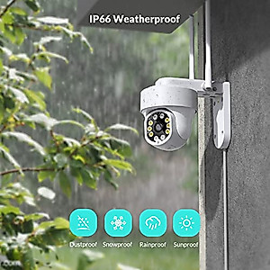 NETVUE Outdoor Security Surveillance Camera- 2.4G WiFi 360° View Pan Tilt Camera, Compatible with Alexa, Two-Way Audio, Color Night Vision, Floodlights, Digital Zoom Camera & Smart Motion Detection