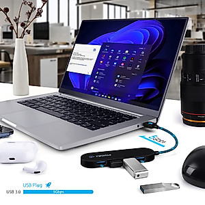 TWOPAN 4-Port USB 3.0 Hub, Ultra Slim USB Multiport Adapter for Laptop, Desktop, Mac, Surface Pro, XPS, Mouse, Keyboard, Flash Drive, U Disk, Printer - Plug and Play, High-Speed Data Transfer