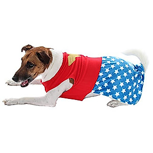 DC Comics Wonder Woman Superhero Halloween Pet Costume Sweater For Small Sized Dogs Or Cats (Medium)