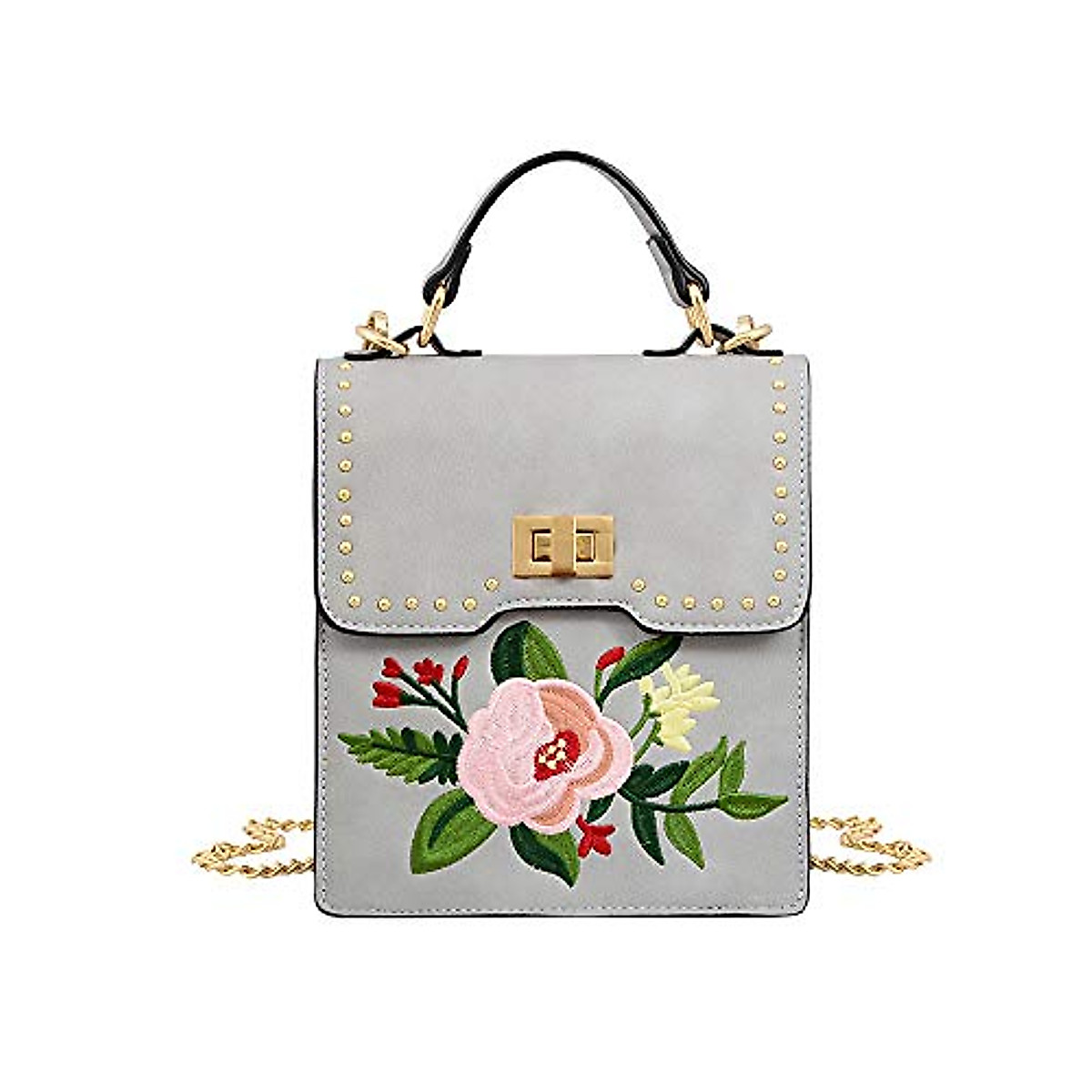 Mellow World Embroidery Floral Women Cross Body Bag, Grey, One Size