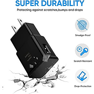 Adaptive Fast Charging USB Wall Charger Adapter Compatible Samsung Galaxy S21 S20 S10 S6 S7 S8 S9 / Edge/Plus/Active, Note 5 8, Note 9, Note 10, LG Quick Charge, Android Phone Travel Plug (2 Pack)