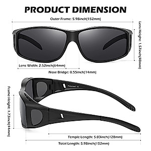 HYBBEI Sunglasses Fit Over Glasses, Polarized 100% UV Protection Wrap-around Sunglasses for Men & Women Driving
